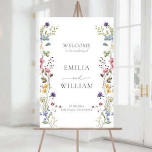 Wildflower Welcome Sign Template Boho Flowers Wedding Welcome Poster ...