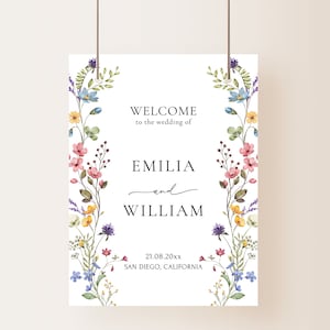 Wildflower Welcome Sign Template Boho Flowers Wedding Welcome Poster ...