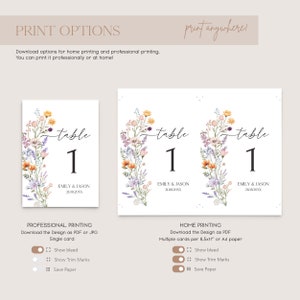 Wildflower Table Number Template Printable Floral Wedding Table Numbers ...