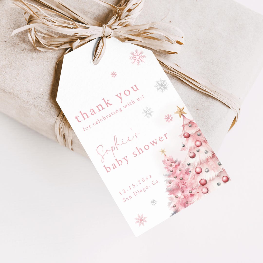 Winter Baby Shower Tag Template Holiday Party Favor Tag December Baby ...