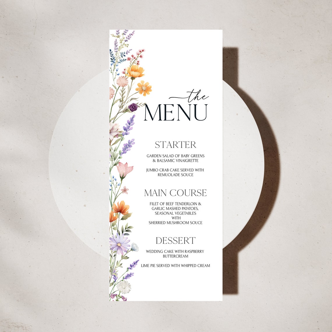 Editable Wildflower Wedding Menu Template Floral Wedding Menu Download ...
