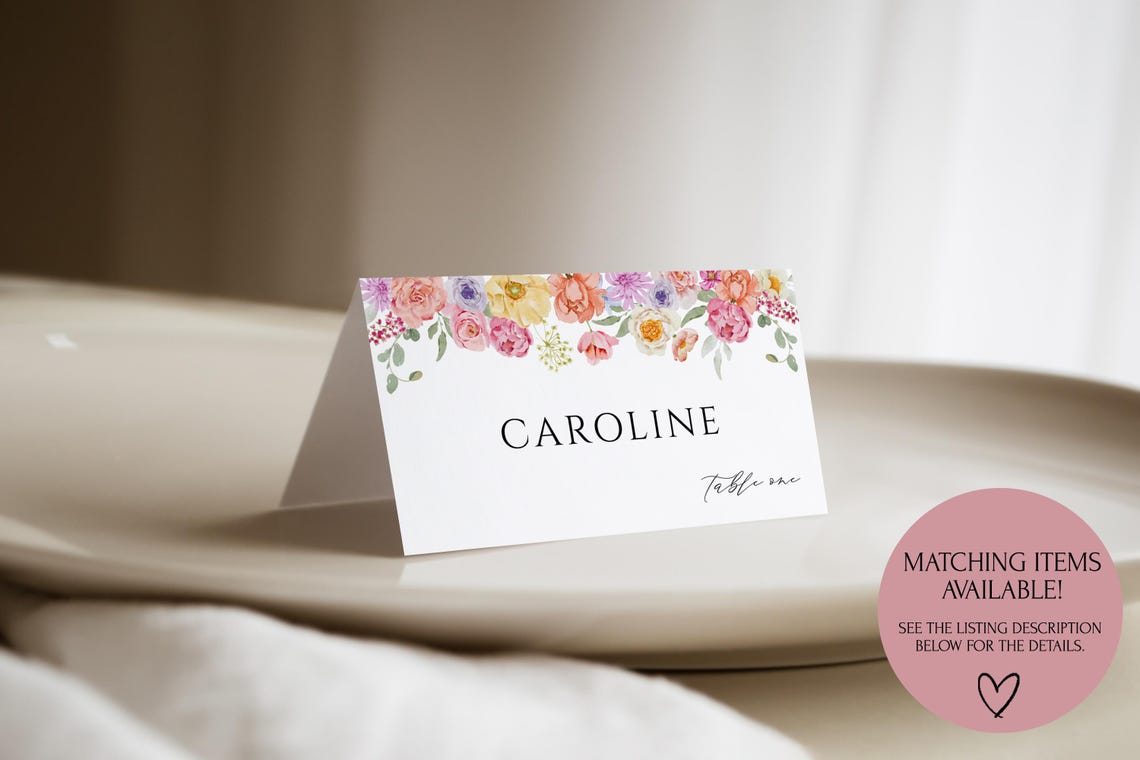 Pastel Floral Table Number Template Editable Spring Flowers Bridal ...
