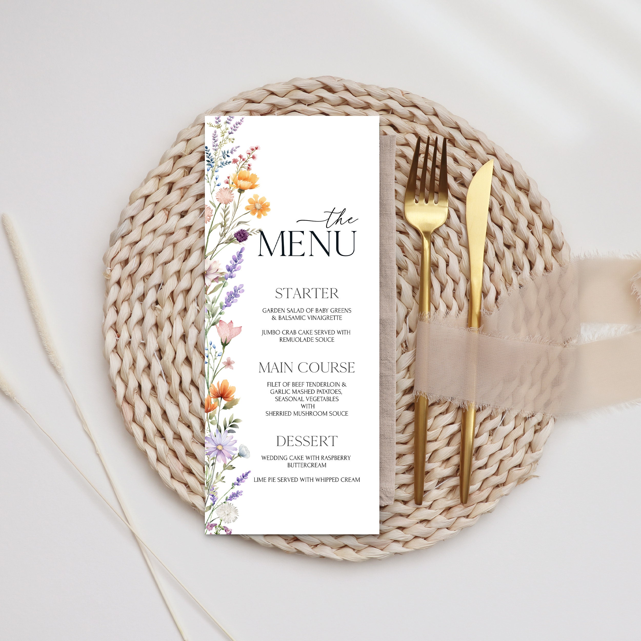 Editable Wildflower Wedding Menu Templatefloral Wedding Menu - Etsy