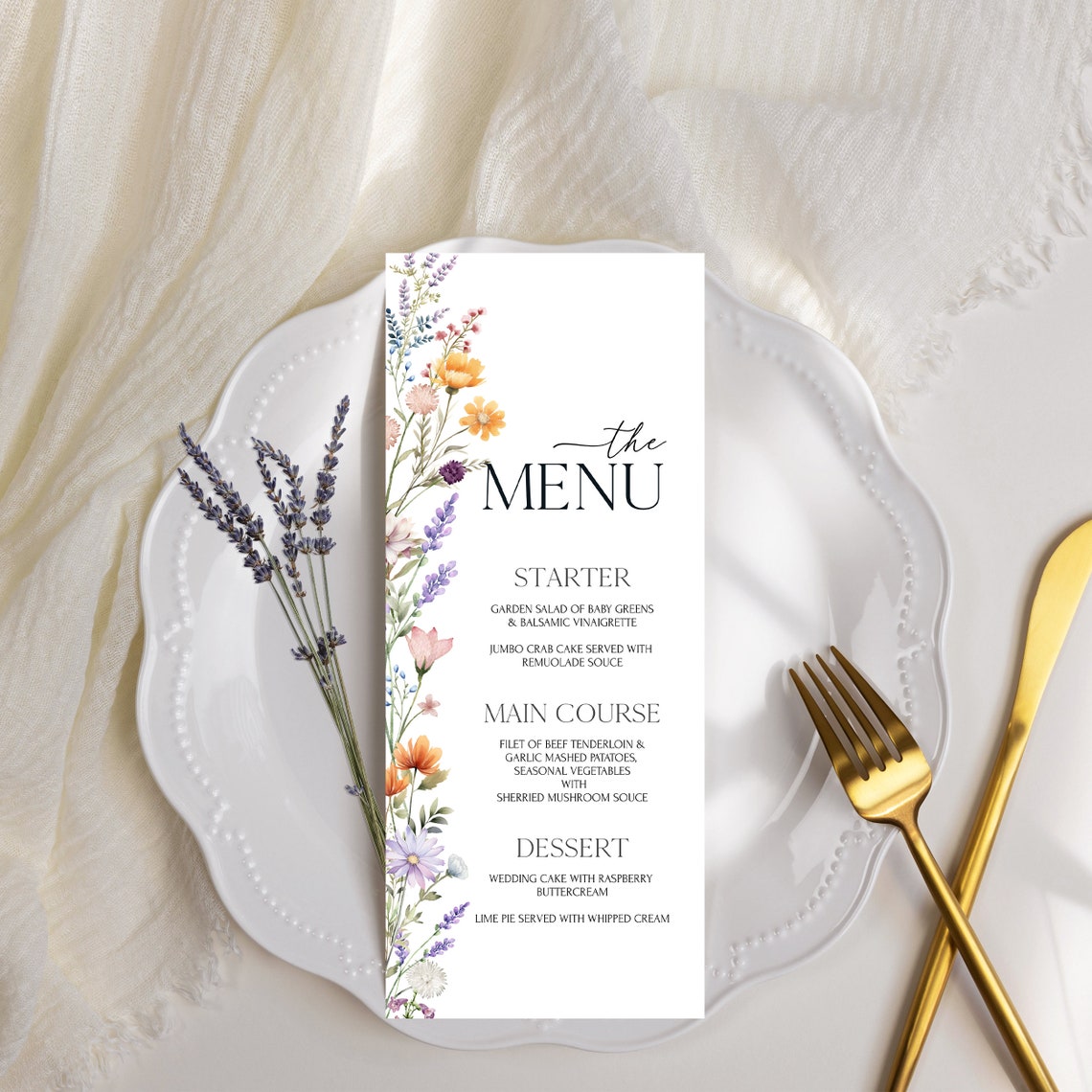 Editable Wildflower Wedding Menu Templatefloral Wedding Menu - Etsy