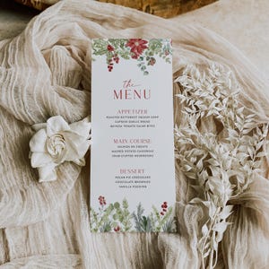 Christmas Menu Template, Botanical Menu Card, Editable Menu Card ...