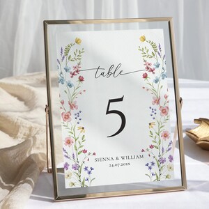 Wildflower Table Number Template Pastel Floral Wedding Table Number ...