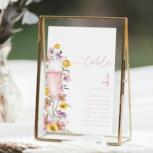 Petals and Prosecco Bridal Shower Table Number Sign Template Spring ...