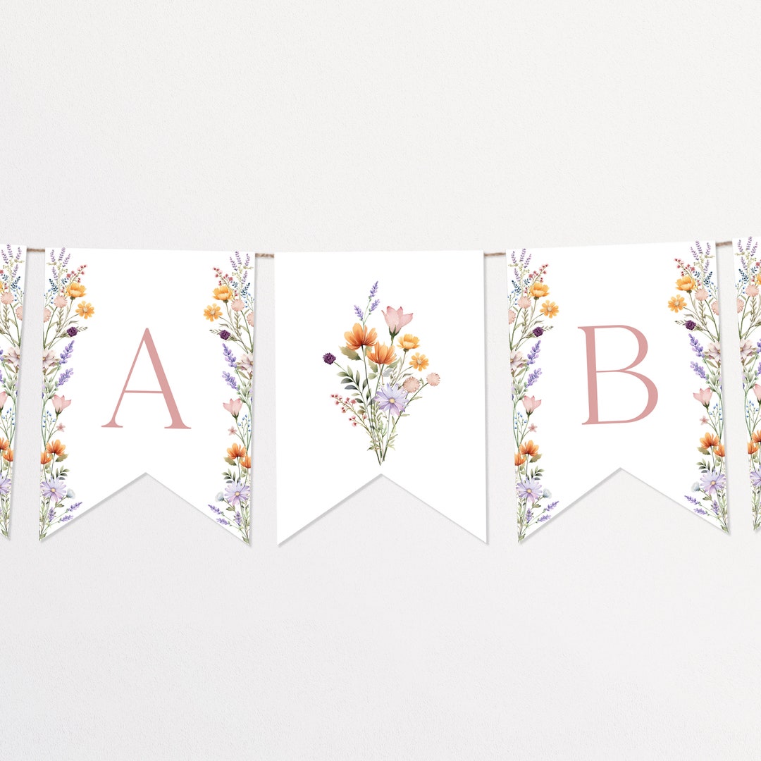 Wildflower Baby Shower Banner Template Printable Floral Custom Banner ...
