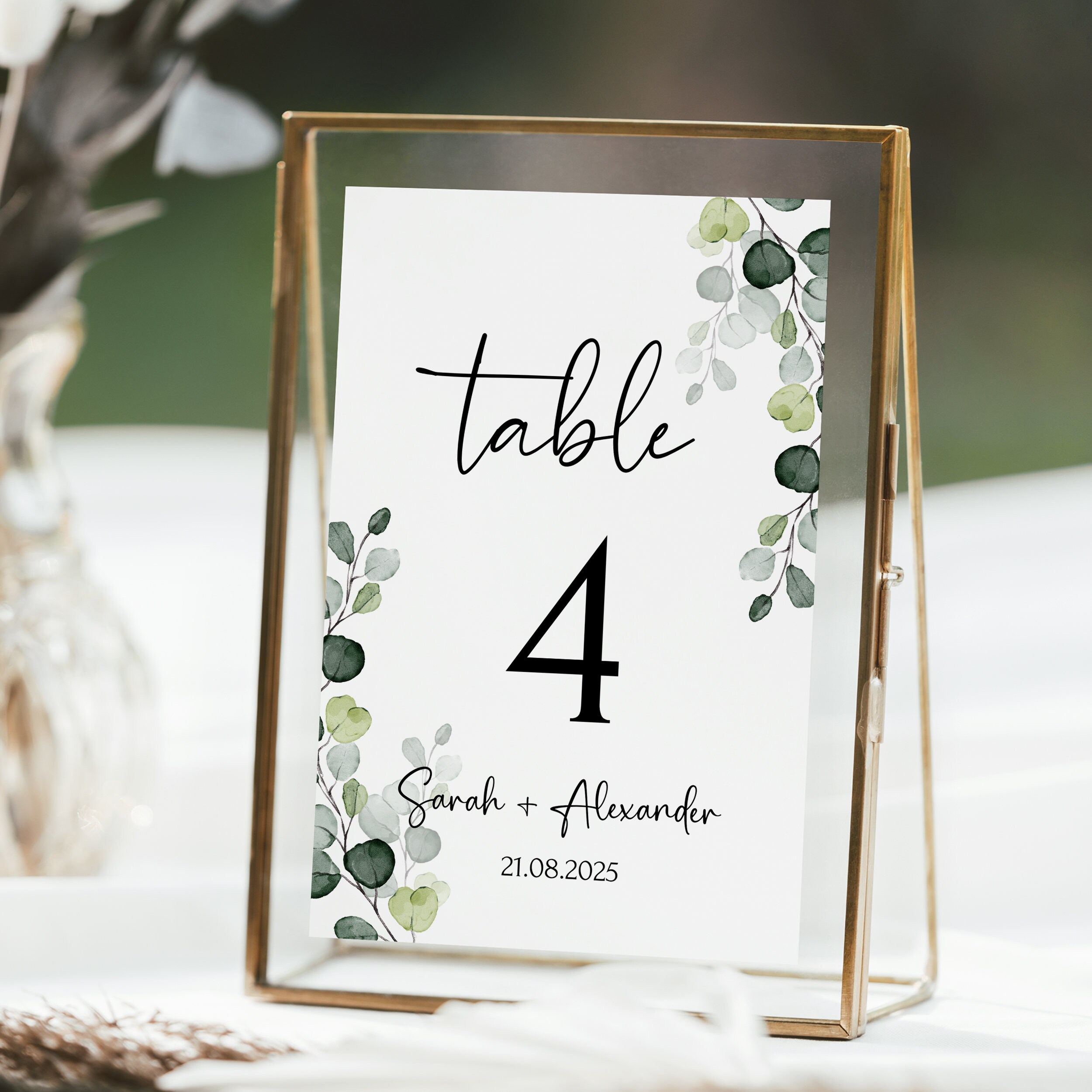 Greenery Wedding Table Numbers Template Eucalyptus Wedding Table ...