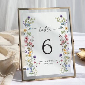 Wildflower Table Number Template Editable Floral Wedding Table Number ...