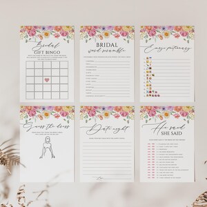 Floral Bridal Shower Games Bundle Colorful Flowers Bridal Shower Signs ...