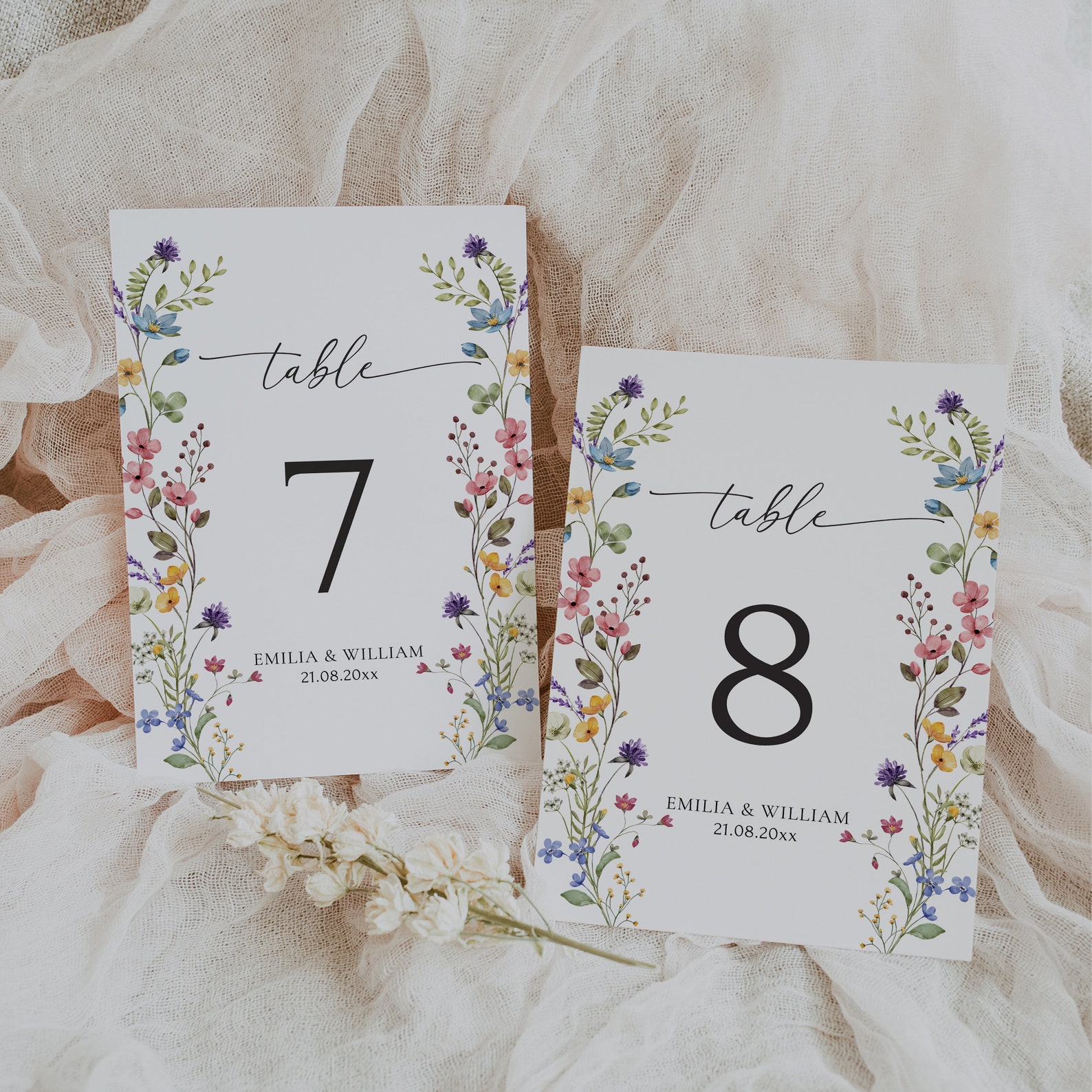 Wildflower Table Number Template Editable Floral Wedding Table Number ...