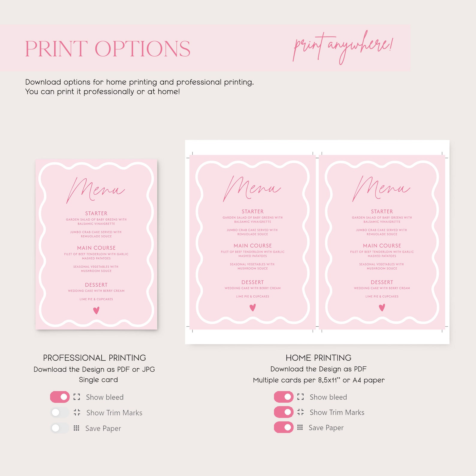 Wavy Menu Template,editable Fun Event Menu, Colorful Wedding Menu ...