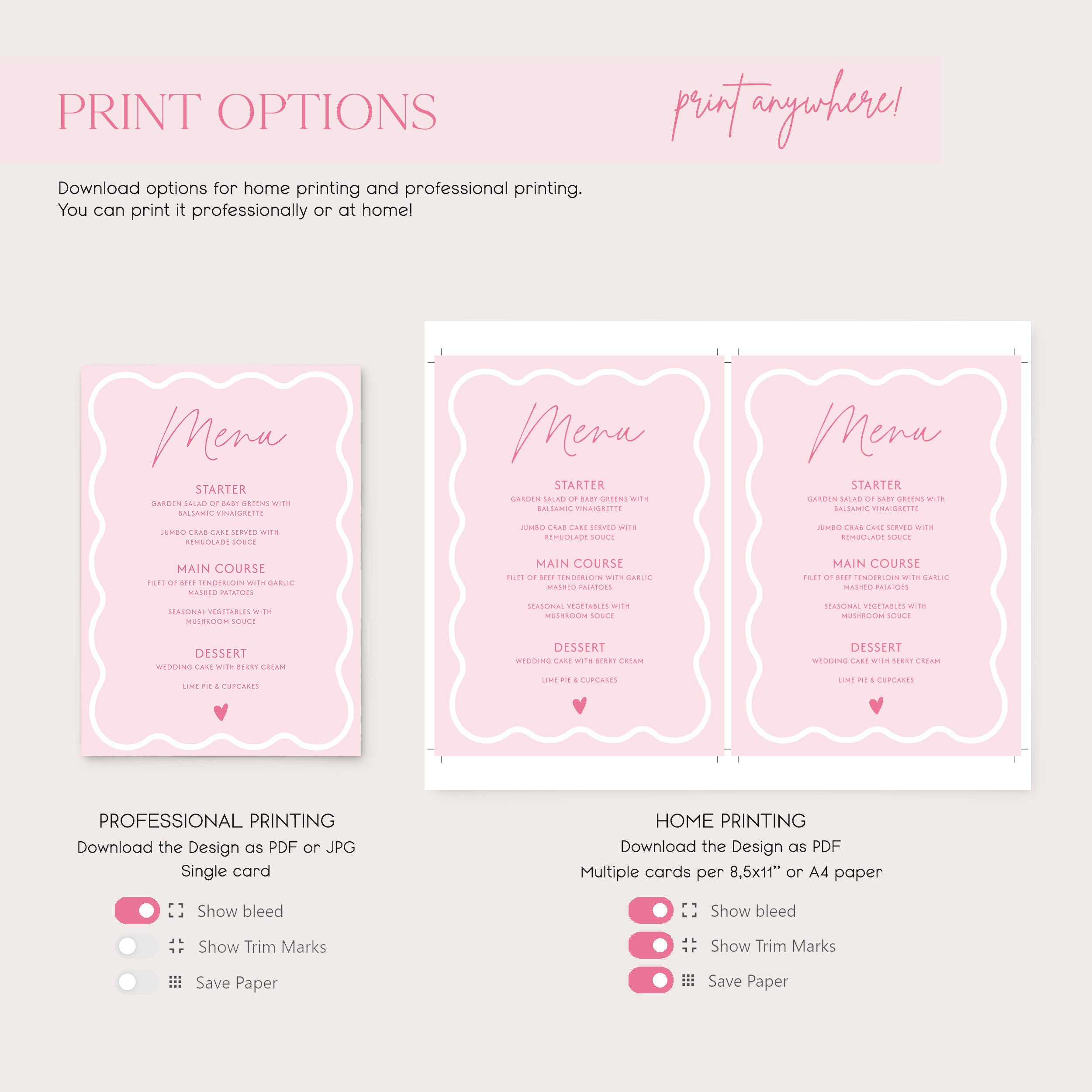 Wavy Menu Template,editable Fun Event Menu, Colorful Wedding Menu ...
