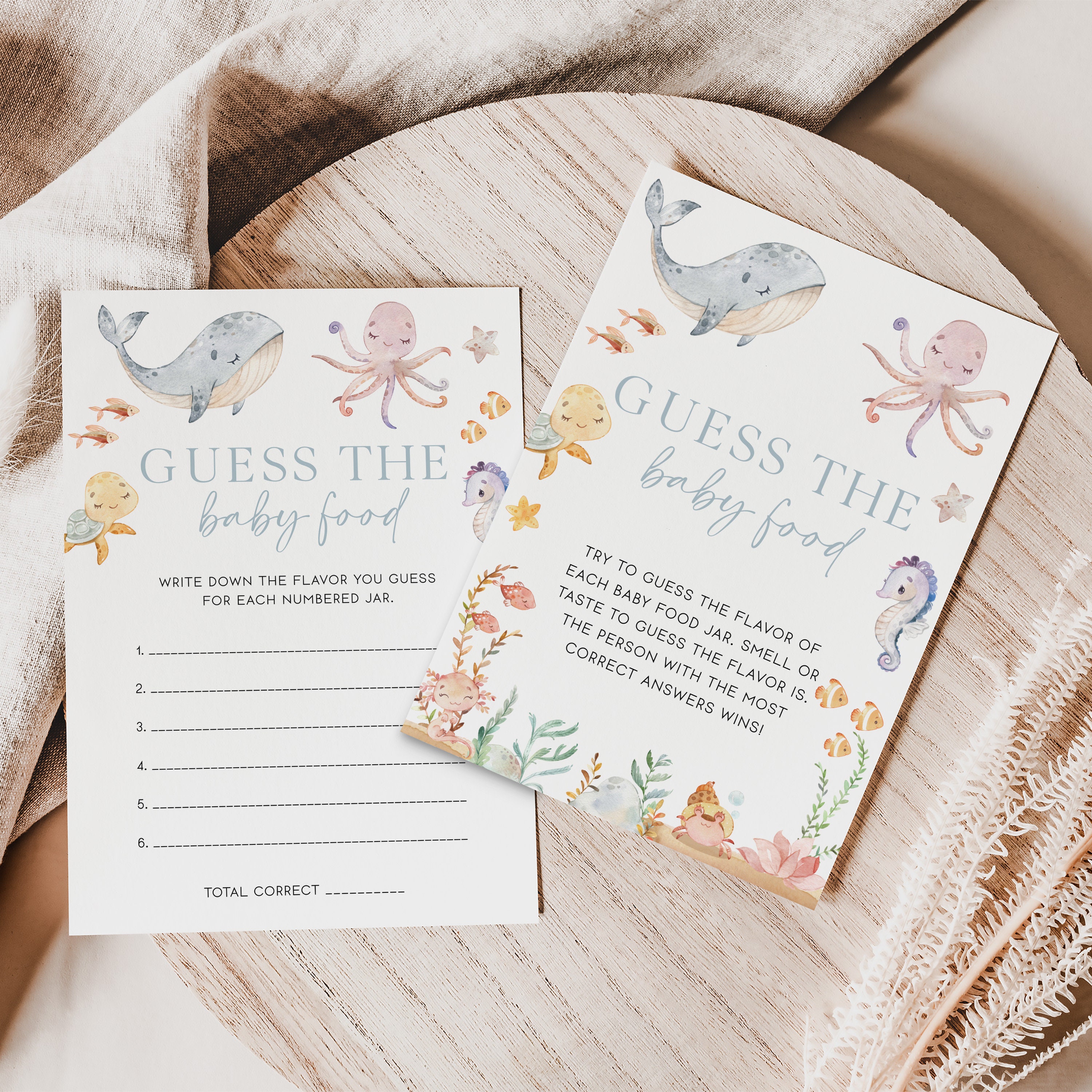 Under the Sea Baby Shower Games Bundle Ocean Animals Baby Shower Signs ...