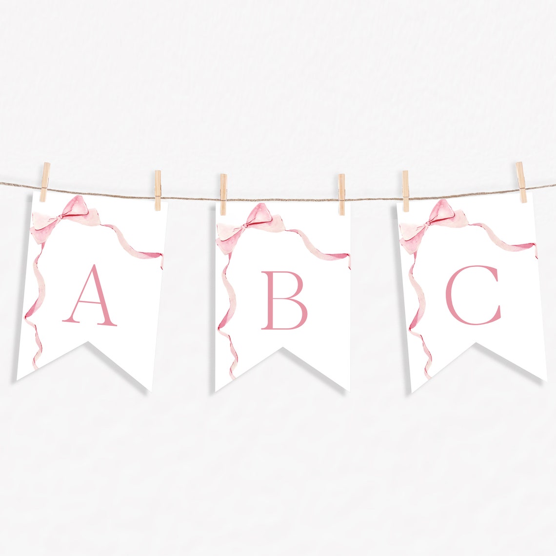 Pink Bow Banner Template Girl Baby Shower Custom Banner Blush Pink ...