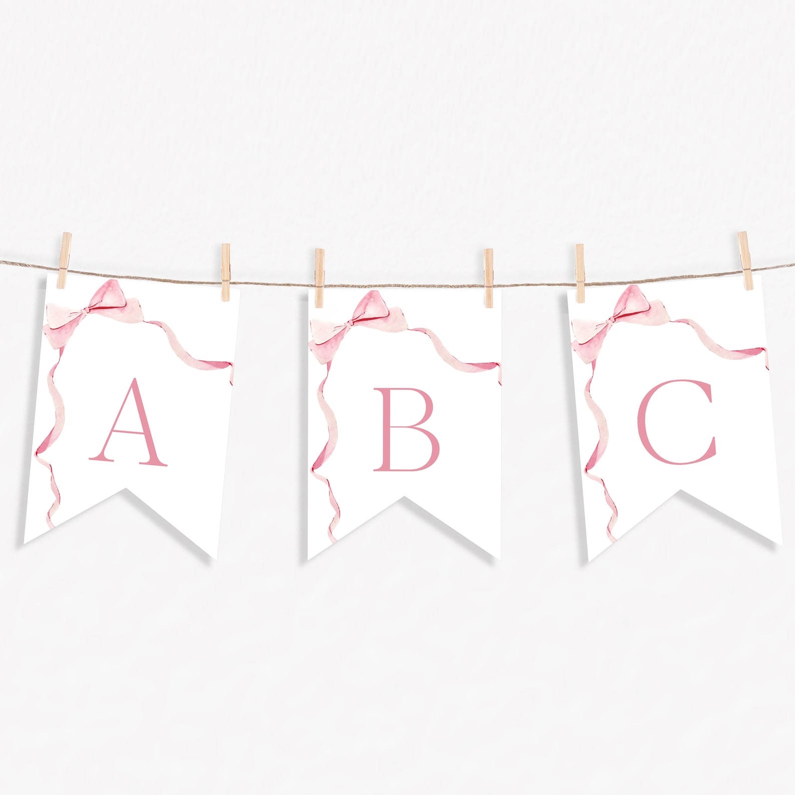 Pink Bow Banner Template Girl Baby Shower Custom Banner Blush Pink ...