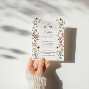 Wildflower Menu Template Floral Wedding Menu Boho Flowers Event Menu ...