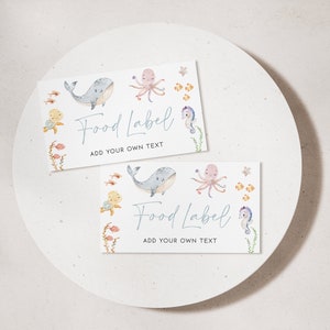 Under the Sea Food Label Template Ocean Baby Shower Food Label Sea Life ...