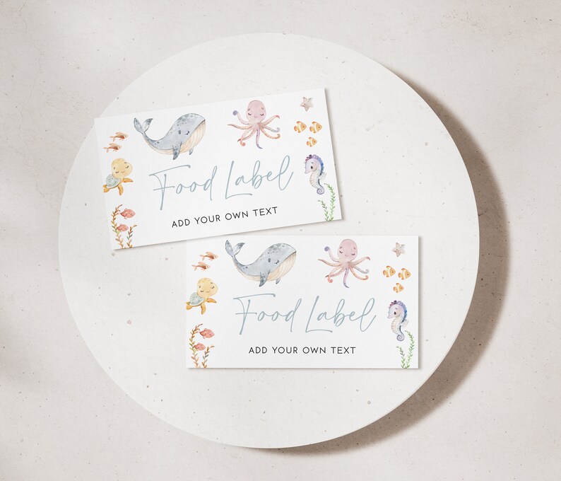 Under the Sea Food Label Template Ocean Baby Shower Food Label Sea Life ...
