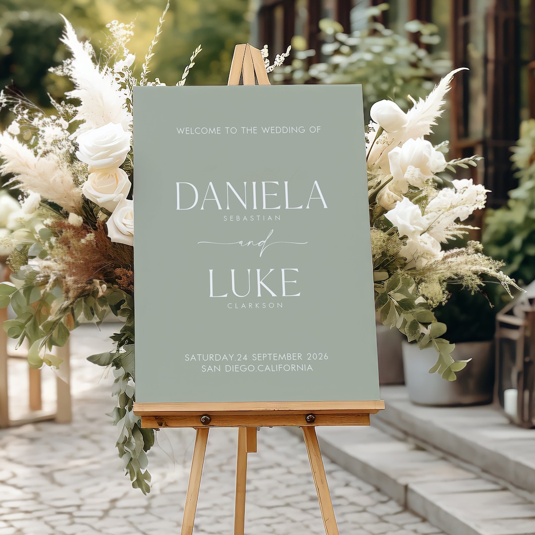 Sage Green Wedding Welcome Sign Template Green Welcome Signage ...