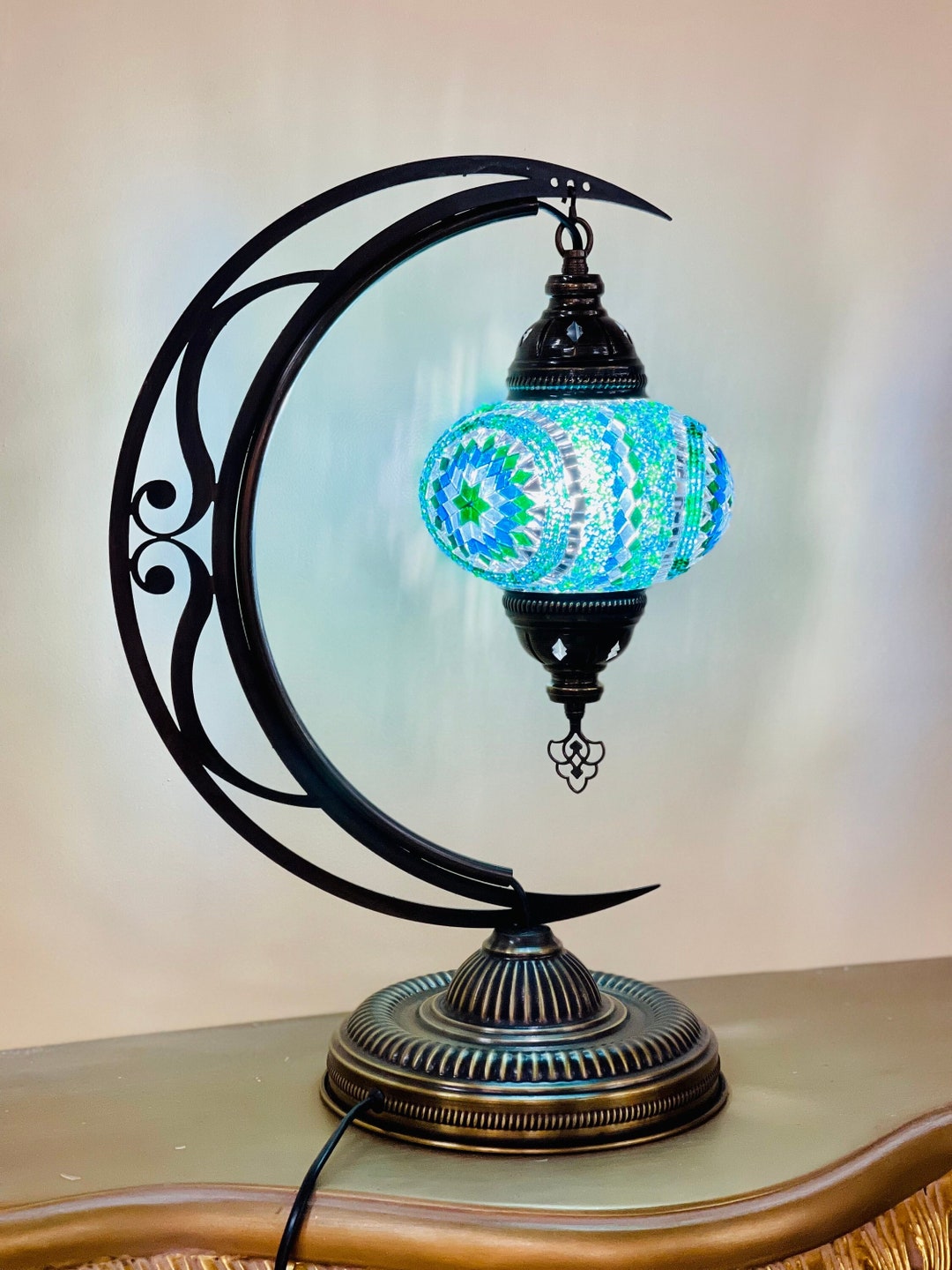 XL Turkish Lamp Crescent , Handmade Decor, Unique Gift for Any Occasion ...