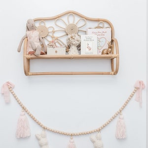 Daisy Whispers Rattan Wall Shelf - Boho Rattan Home Nursery Decor - Etsy