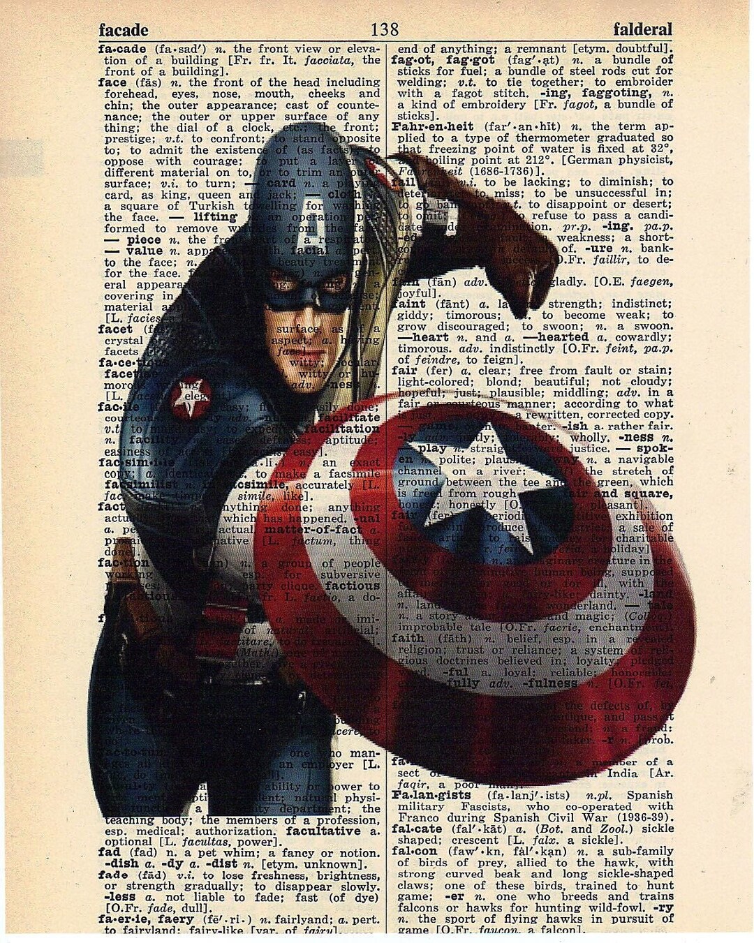 Captain America Dictionary Art Print - Etsy