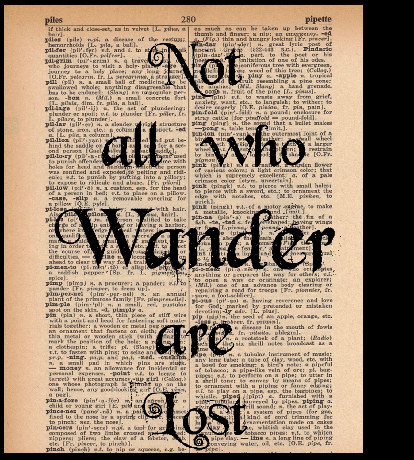 Not All Who Wander Are Lost Quote Dictionary Art Print - Etsy