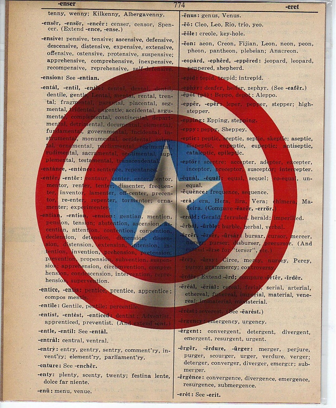 Captain America Symbol Logo Quote Dictionary Art Print - Etsy