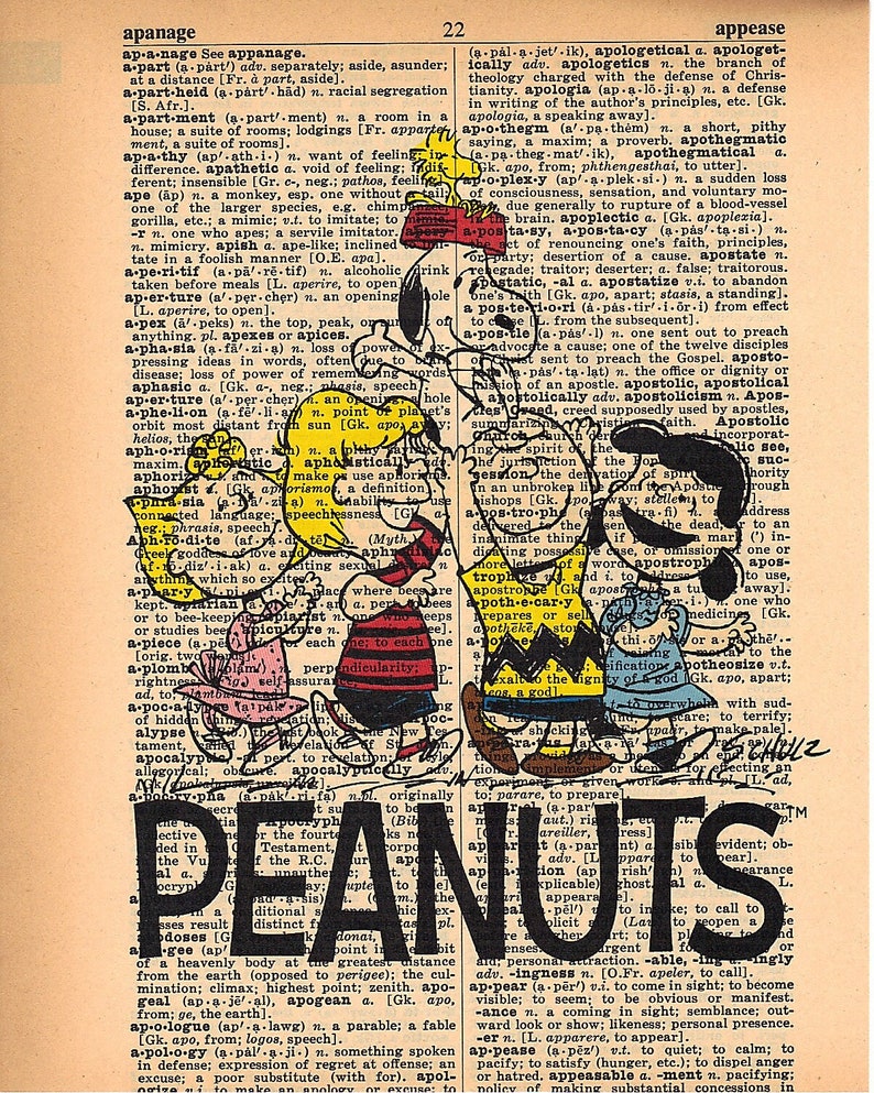 Snoopy Peanuts Gang Dictionary Art Print - Etsy