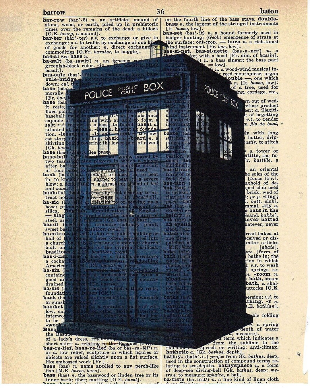Blue Telephone Booth Dictionary Art Print - Etsy