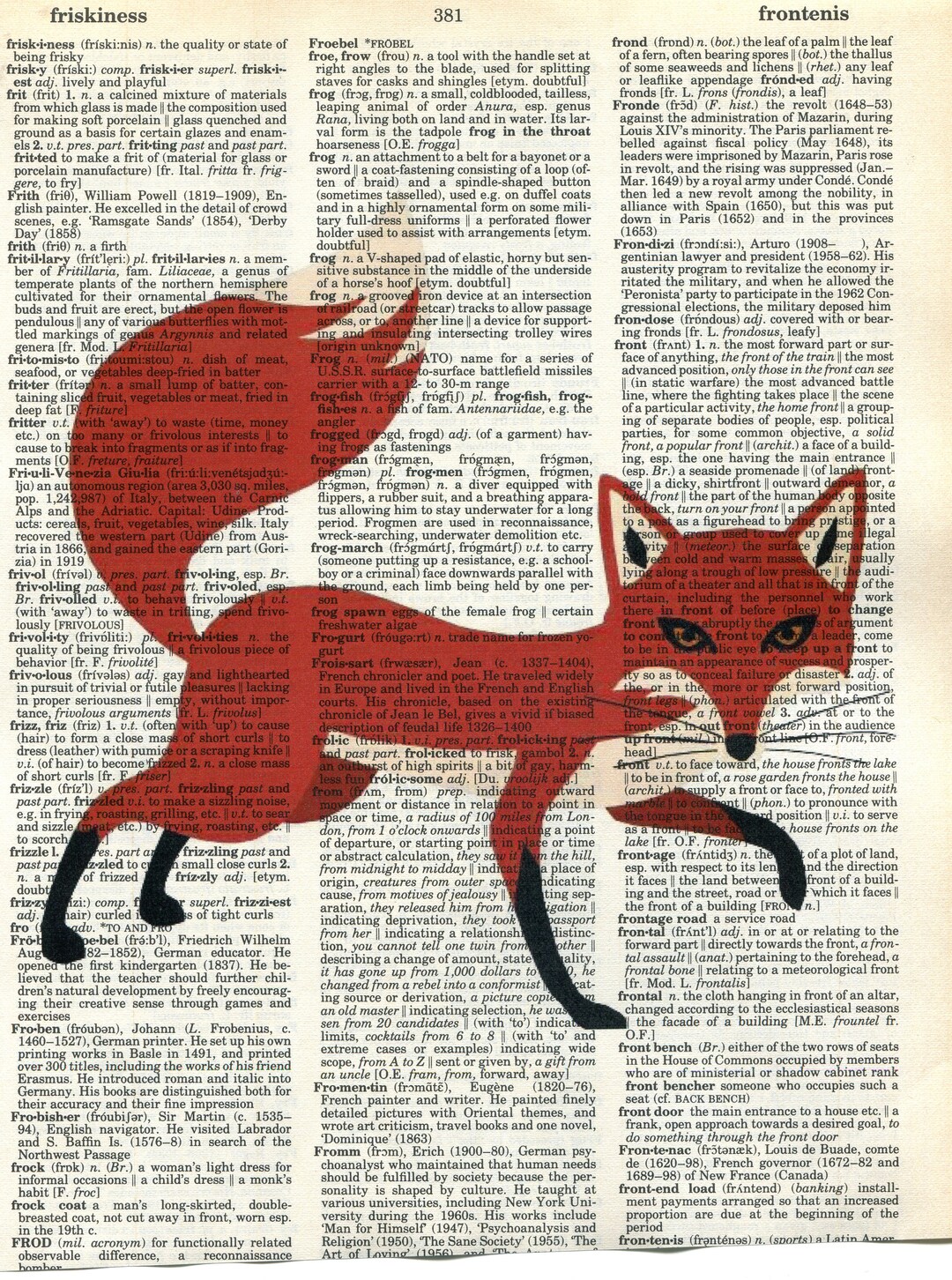 Fox Dictionary Art Print - Etsy
