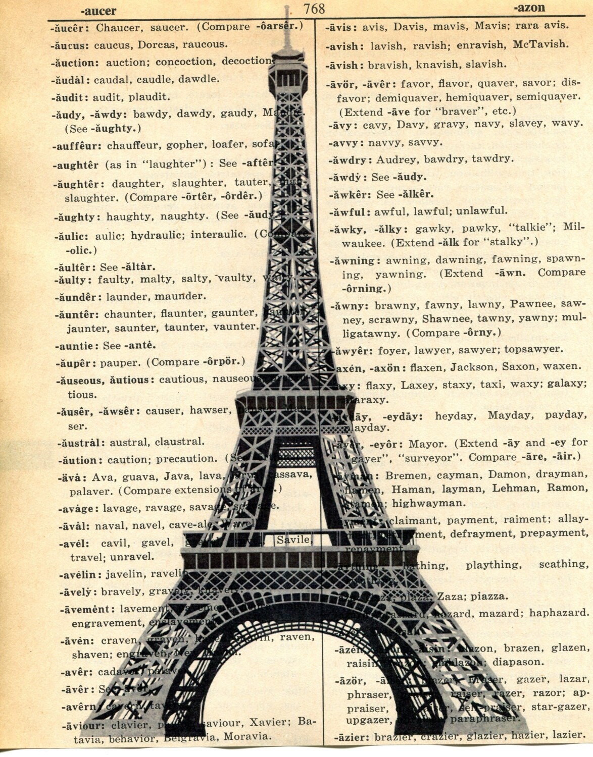 Eiffel Tower Paris France Dictionary Art Print - Etsy