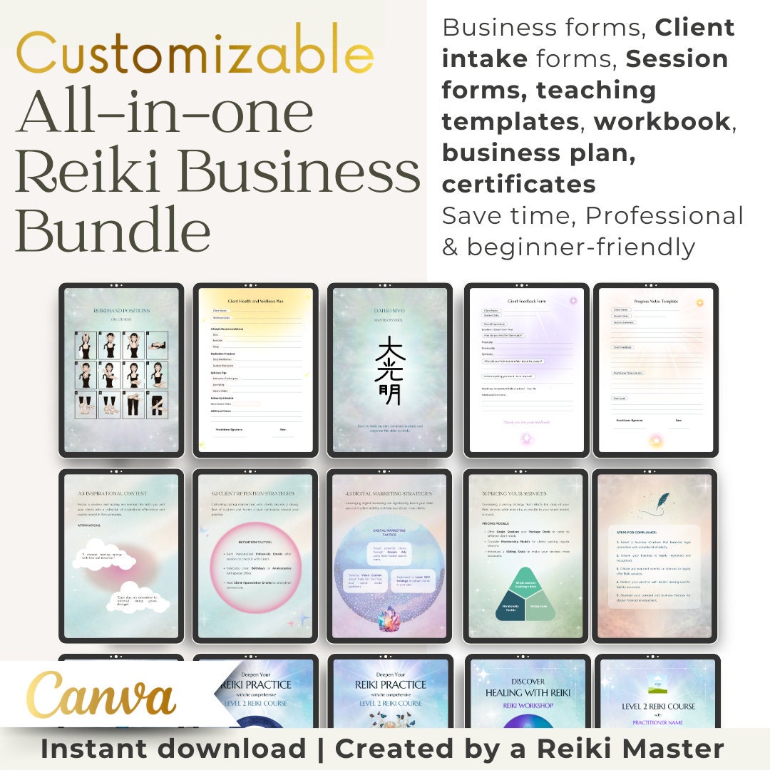 Complete Reiki Business Kit Reiki Tools Forms Tarot Guide for Healers ...