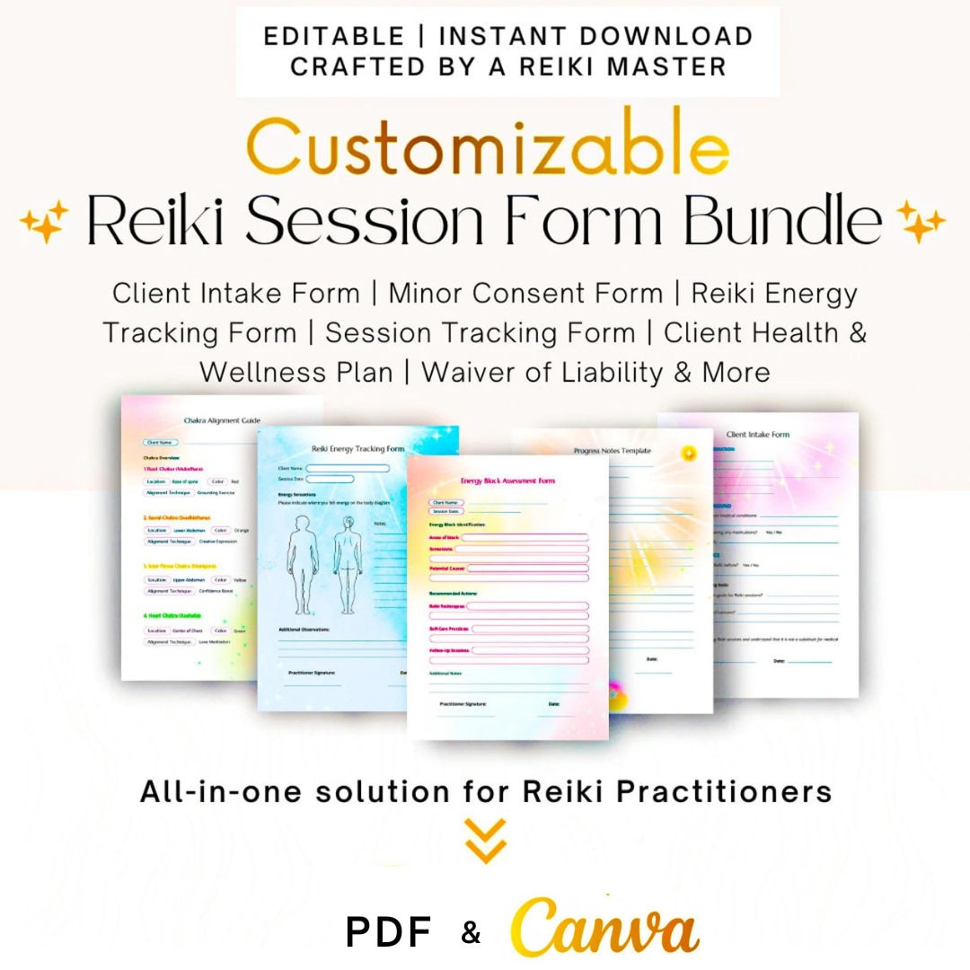 Reiki Session Form Bundle, Reiki Intake Form, Distant Reiki Form, Reiki ...