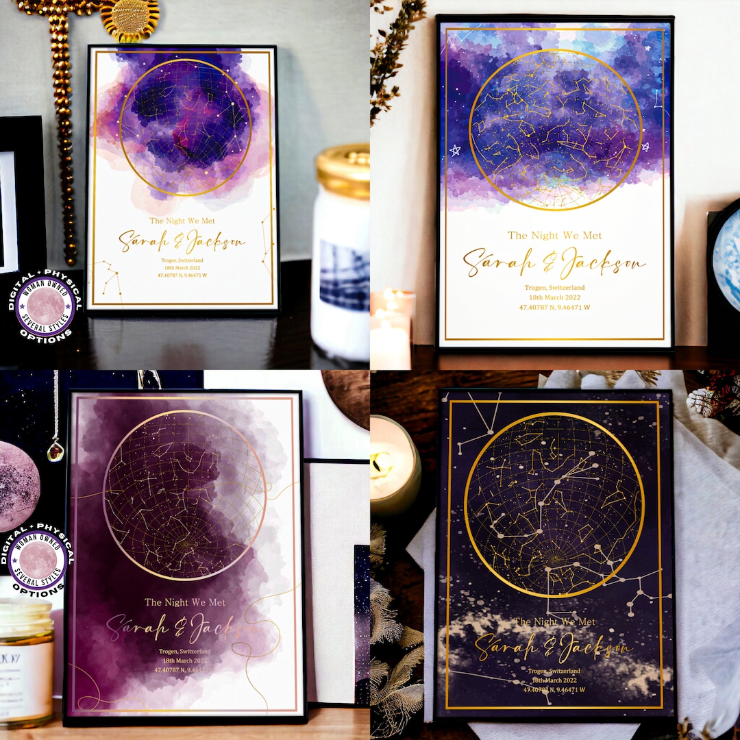 Anniversary Gift Star Map Print Gift Star Maps Anniversary Custom Night ...