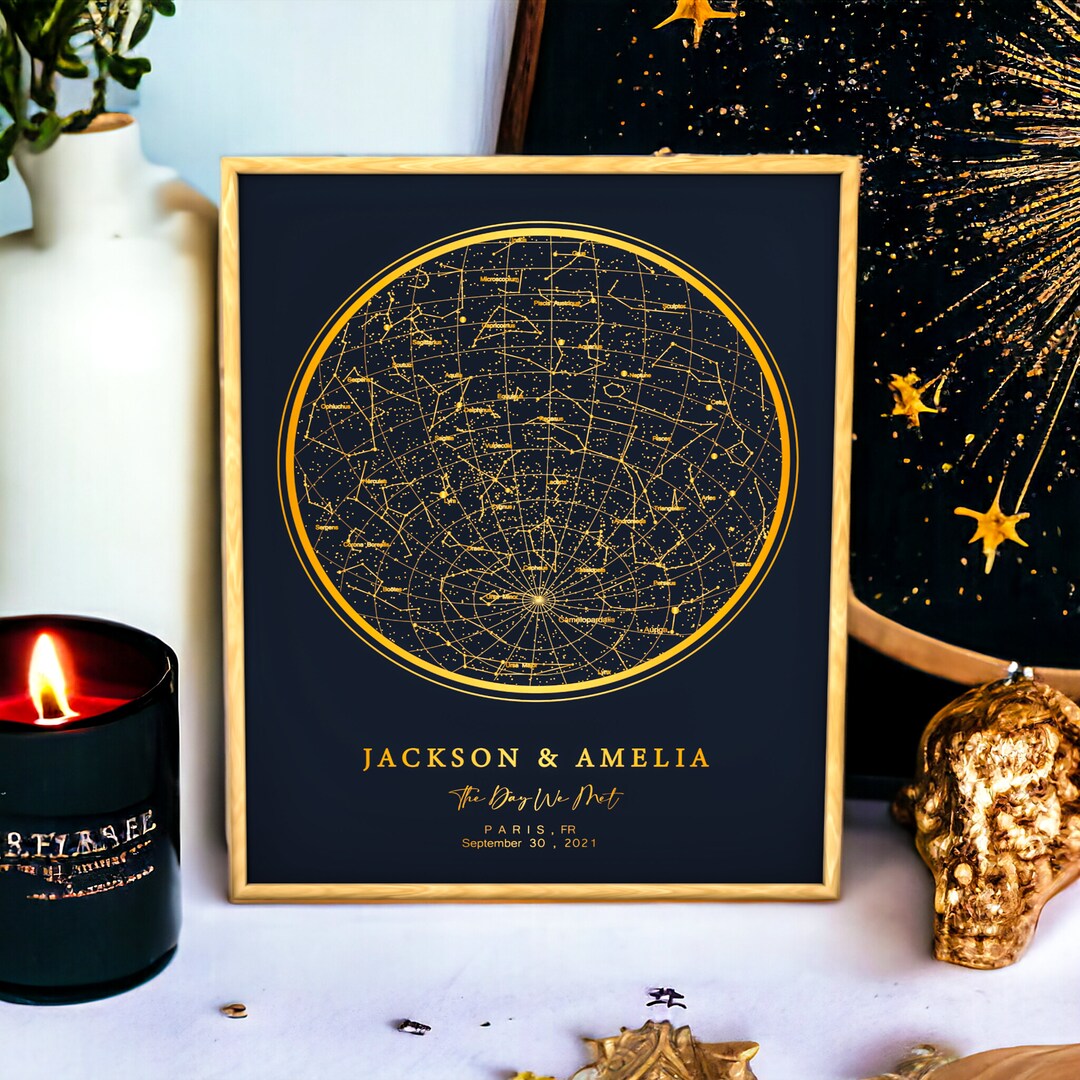 Personalized Star Map Poster by Date Unique Sky Map Print Celestial ...