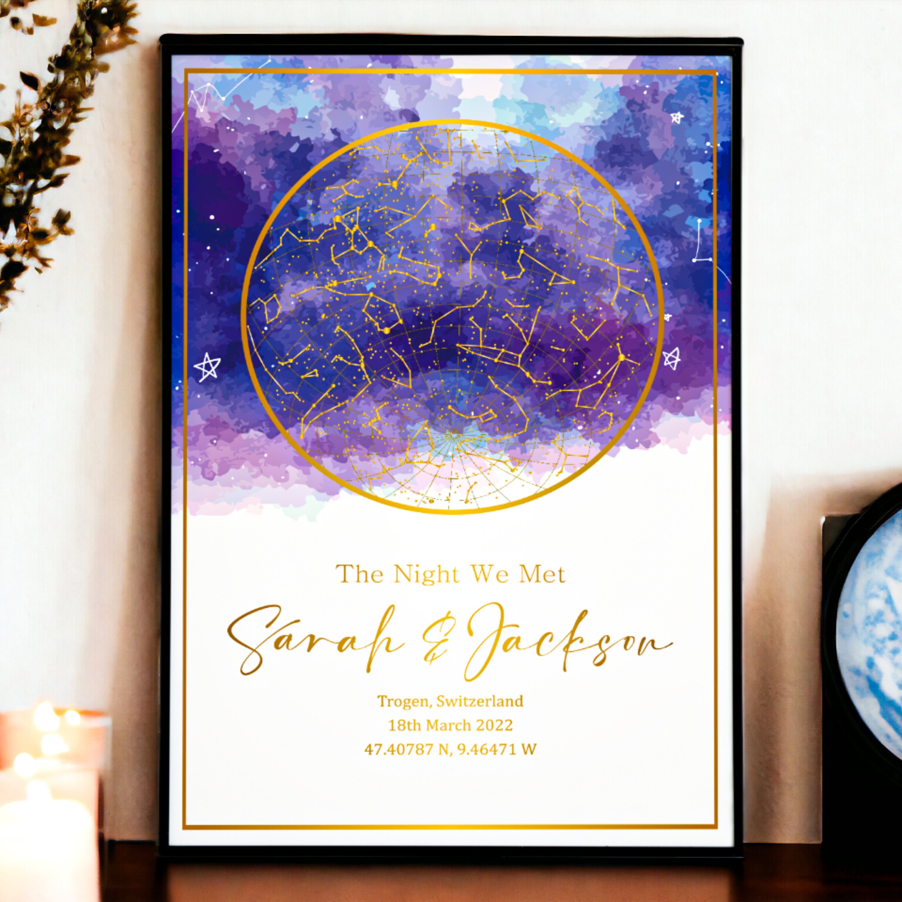 Moon Phase Starmap Anniversary Gifts Starmap Gift Star Map Anniversary ...