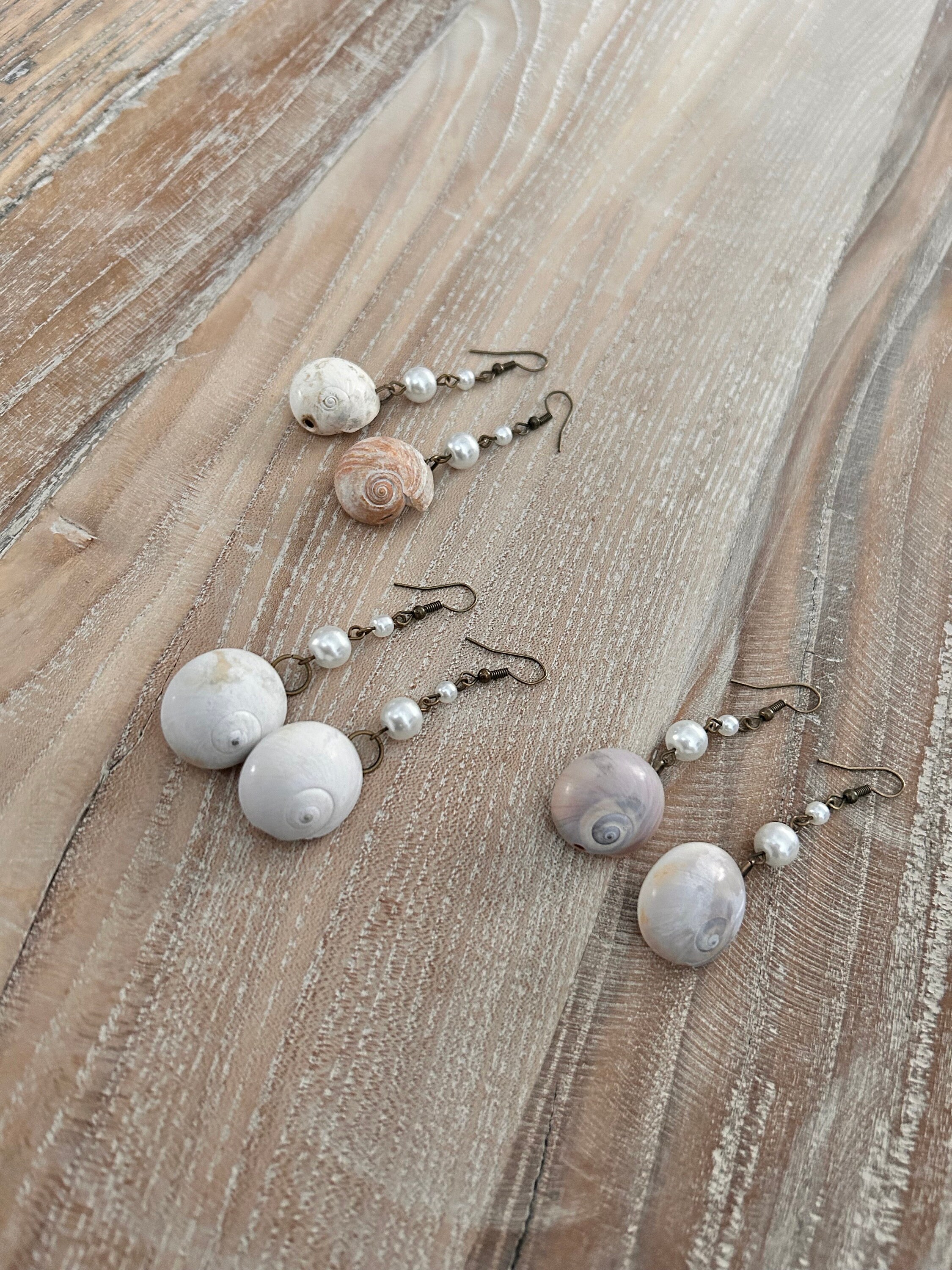 Sharks Eye Shell & Pearl Earrings - Etsy