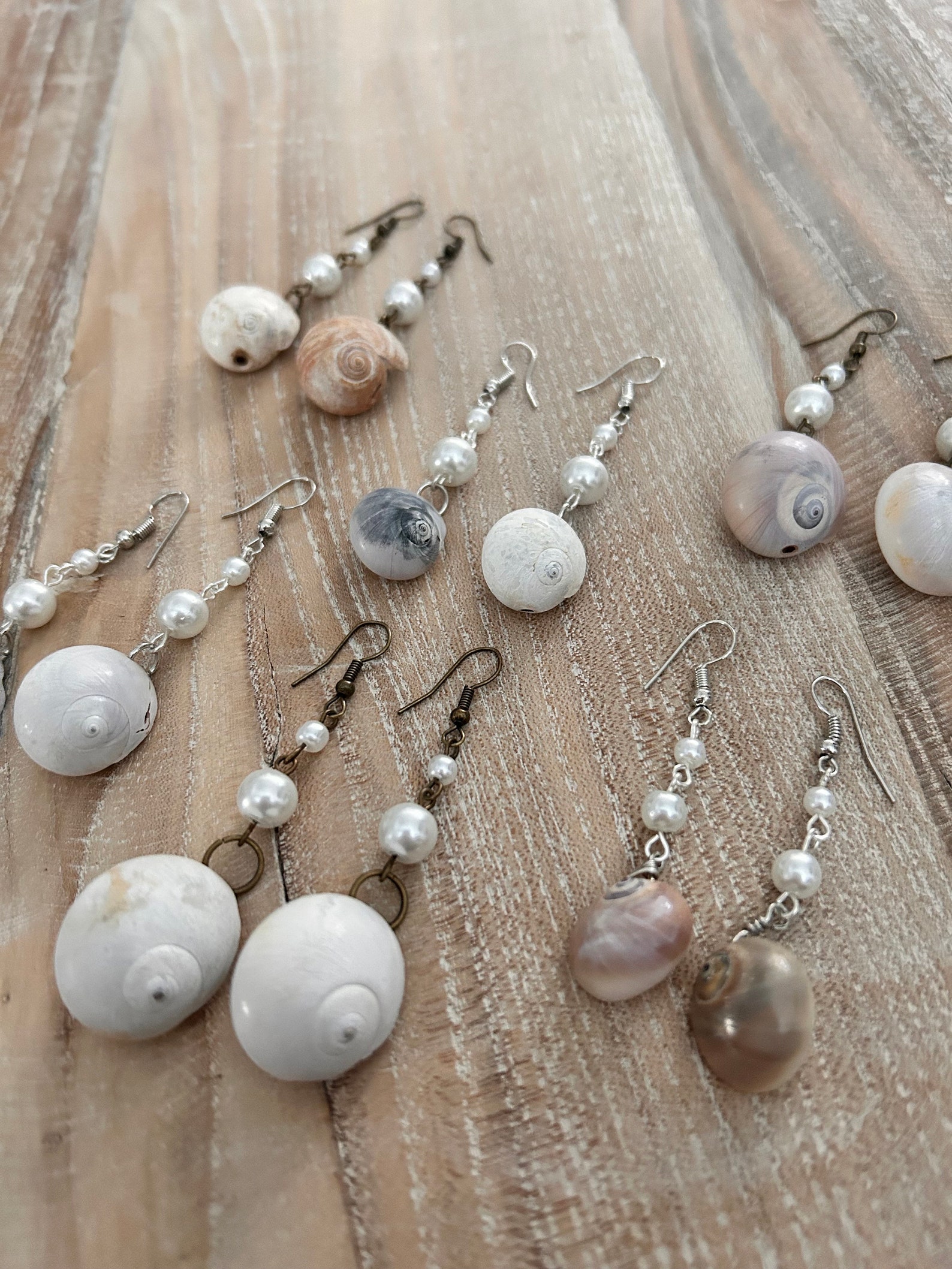 Sharks Eye Shell & Pearl Earrings - Etsy