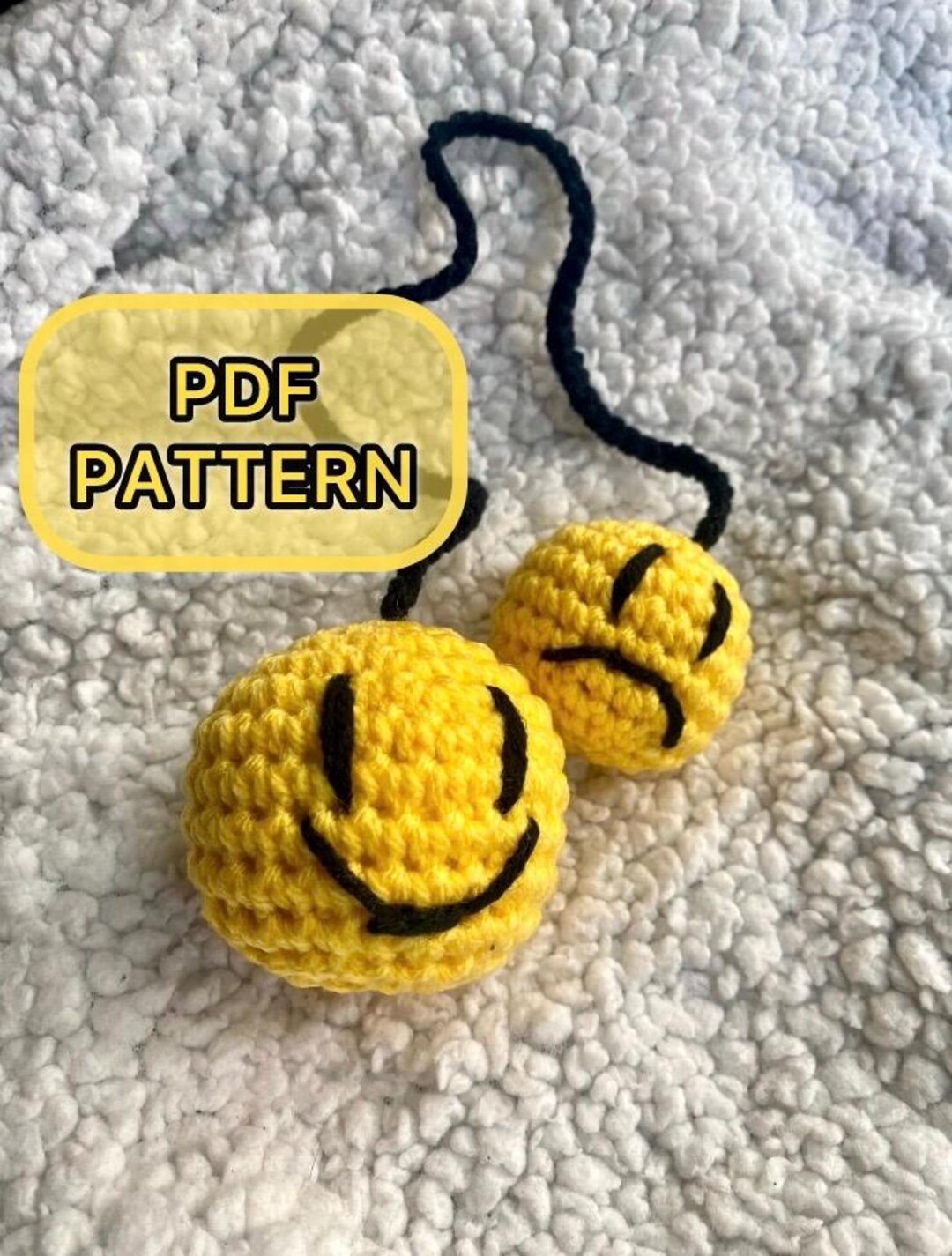 Smiley Face Crochet Pattern: Beginner-friendly Car Charm (PDF Pattern ...
