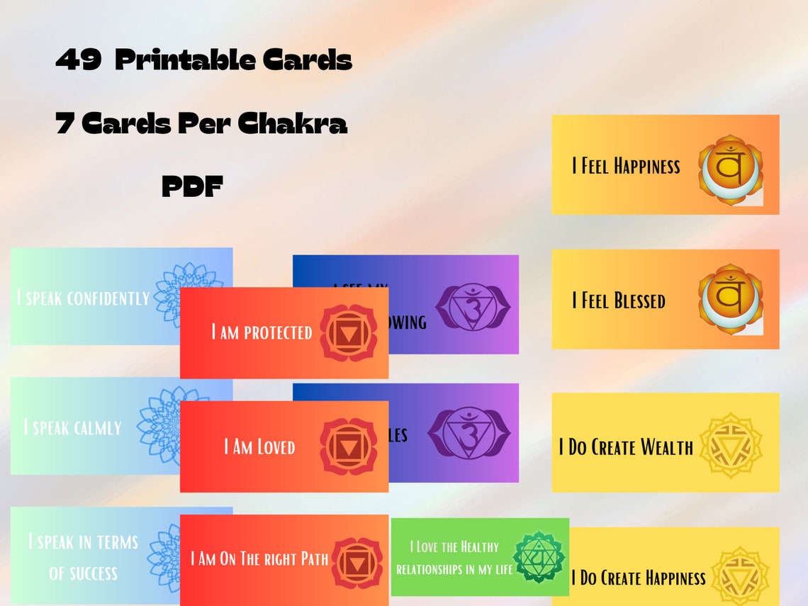 Chakras Affirmation Cards | Set of 49 Affirmation Cards, Positive ...