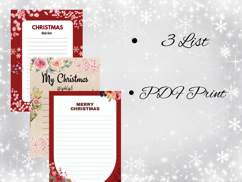 Printable Christmas Wish List | INSTANT DOWNLOAD | Christmas Gift List ...