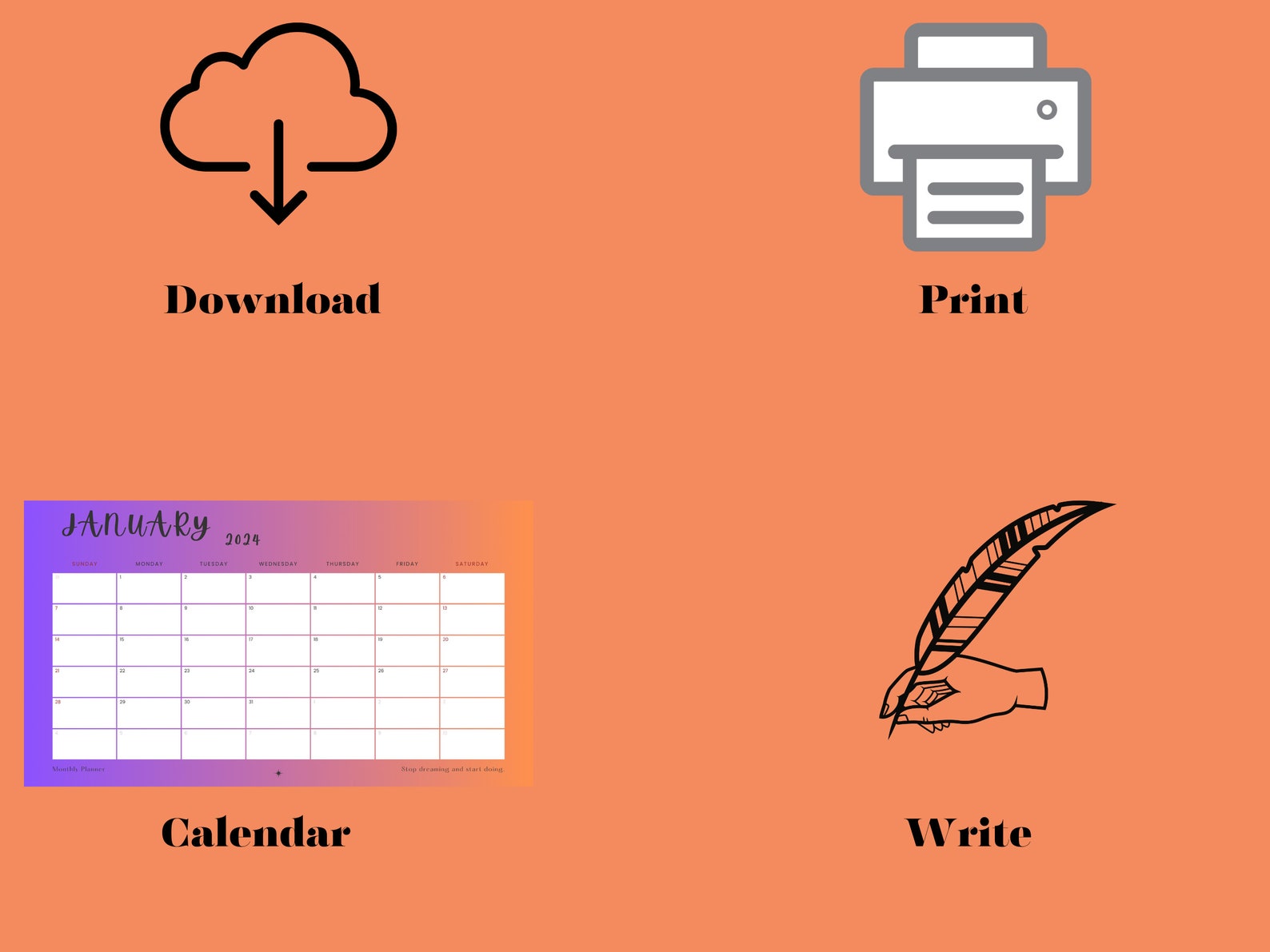 12 Month Printable Calendars, 2024 Printable Calendars, Calendar ...
