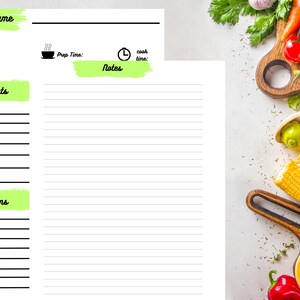 Printable Recipe Page | Recipe Sheet Template | Digital Download Recipe ...