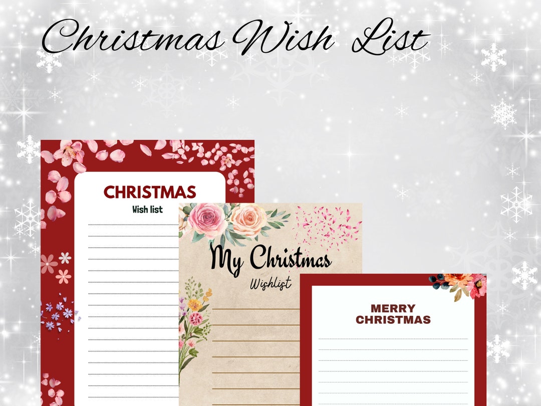 Printable Christmas Wish List | INSTANT DOWNLOAD | Christmas Gift List ...