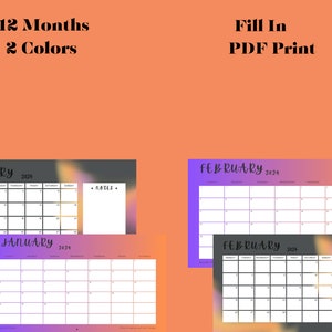 12 Month Printable Calendars, 2024 Printable Calendars, Calendar ...