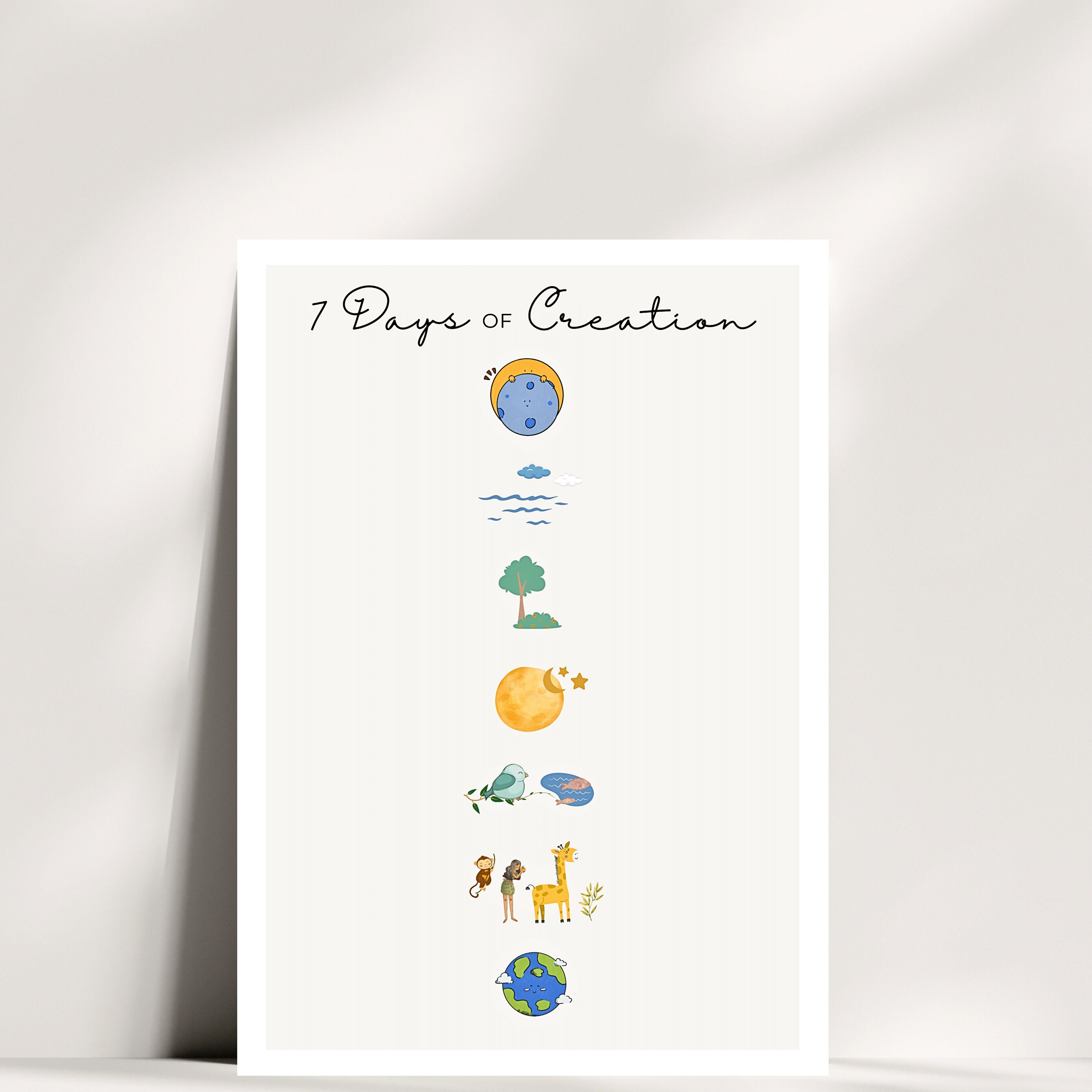 7 Days of Creation, God's Creation, Christian Poster Digital Download ...