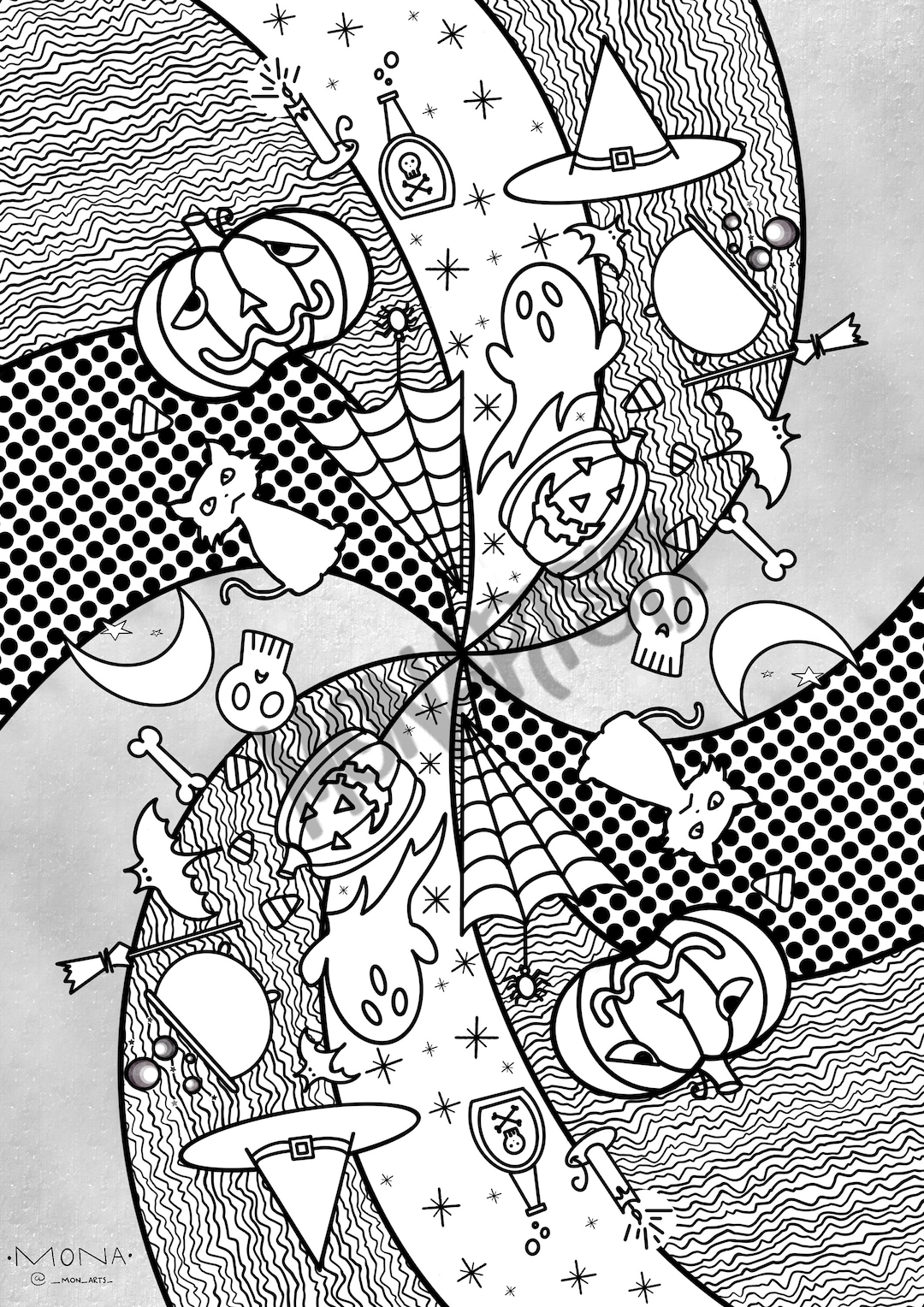 Halloween Art Coloring Page - Etsy